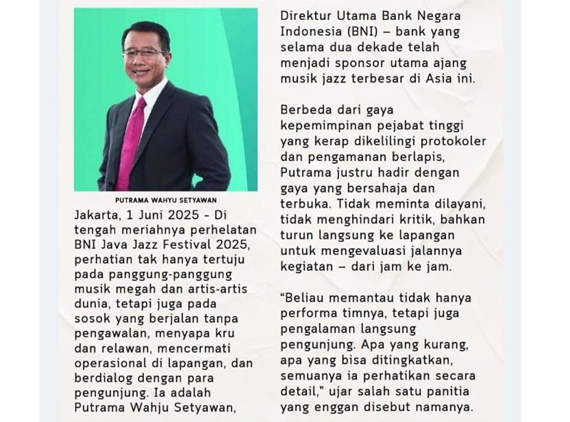 Dirut BNI Putrama Turun Langsung Di BNI Java Jazz Festival 2025 ...